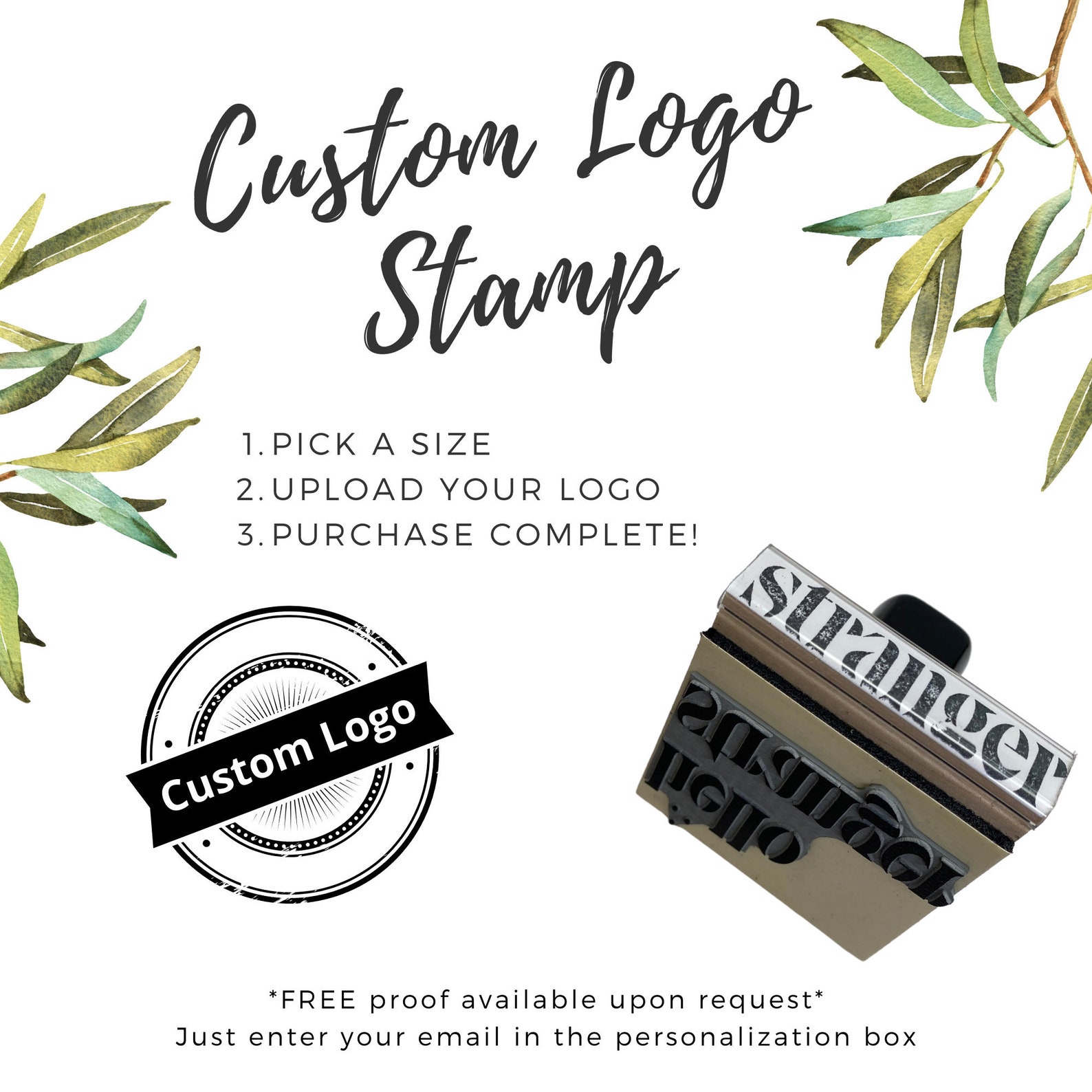 Custom Logo Rubber Stamp Brand Your Business - Etsy