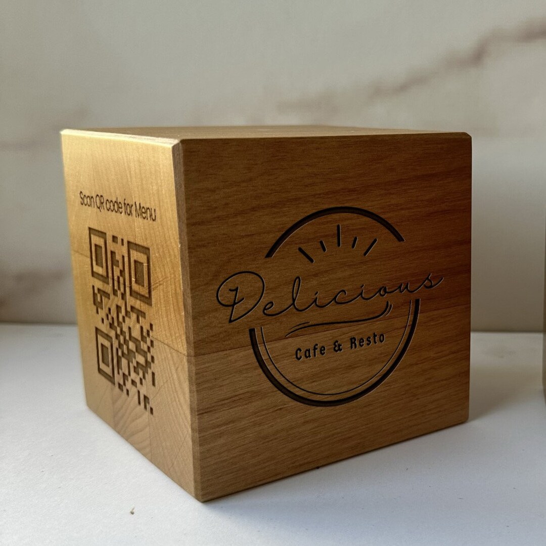 Wooden QR Code Block, QR Code Sign, QR Code Cube, Custom Logo Cube ...