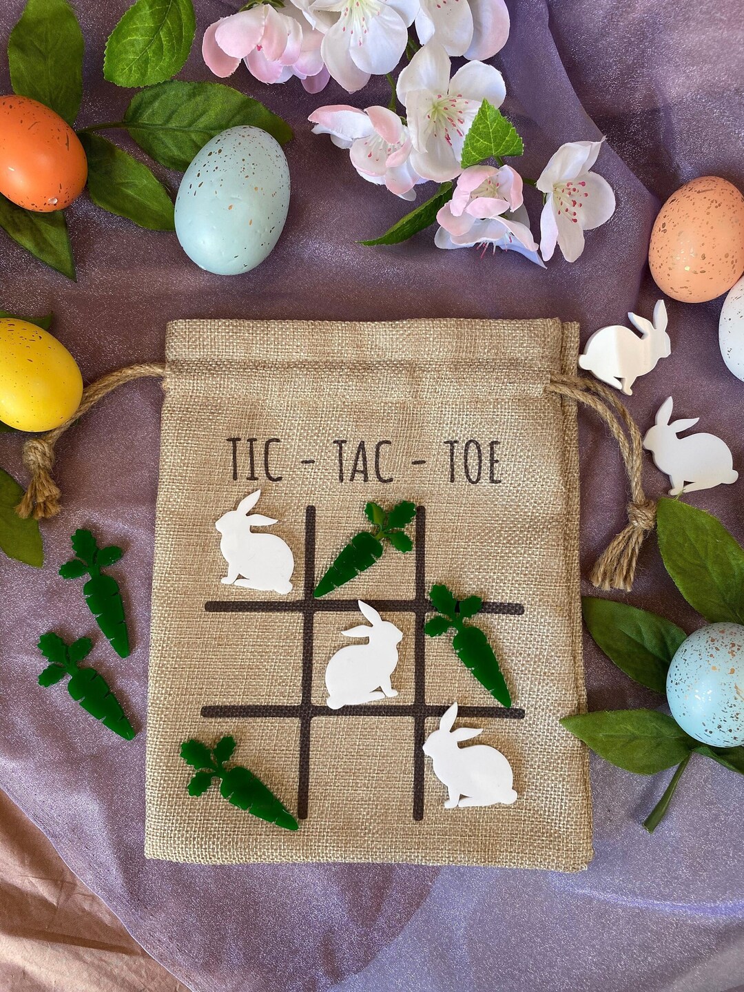 Easter Burlap Tic Tac Toe Game Personalized Board Games UV Printed ...