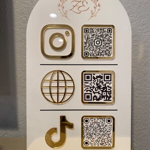 Multiple QR Code Sign, 3 QR Code Business Popup, Let's Get Social ...