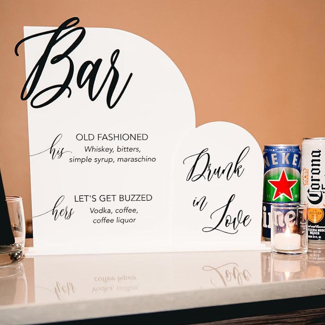 Signature Drinks Sign Acrylic Cocktails Sign Bar Sign Bar Menu His and ...