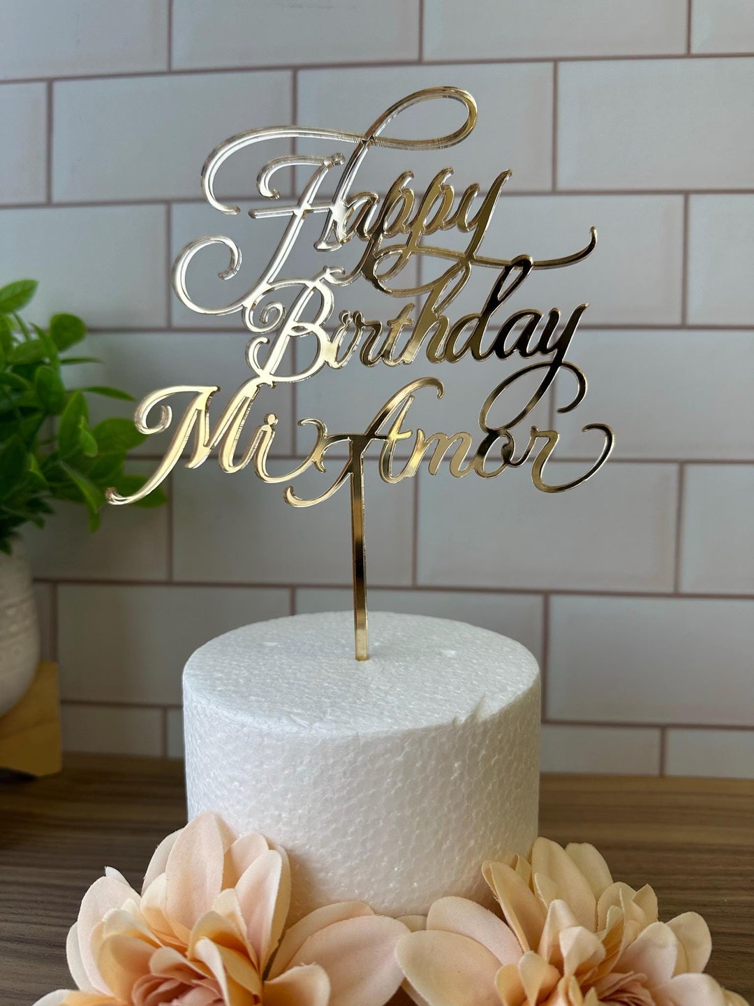 Happy Birthday Mi Amor Cake Topper: Romantic Spanish Acrylic Decor - Etsy