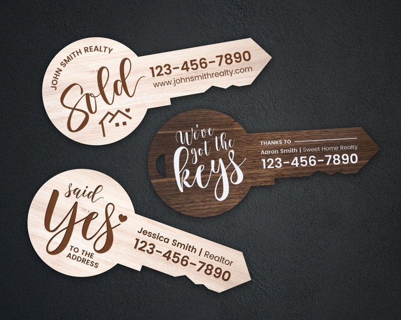 Personalize Real Estate Key Custom Key Sold Sign Realtor | Etsy