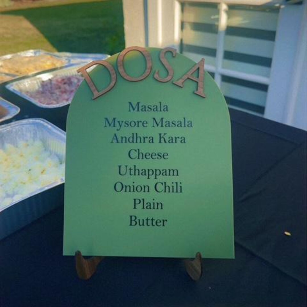 Custom Dosa Menu Sign, Acrylic Food Station Sign, Acrylic Menu With ...