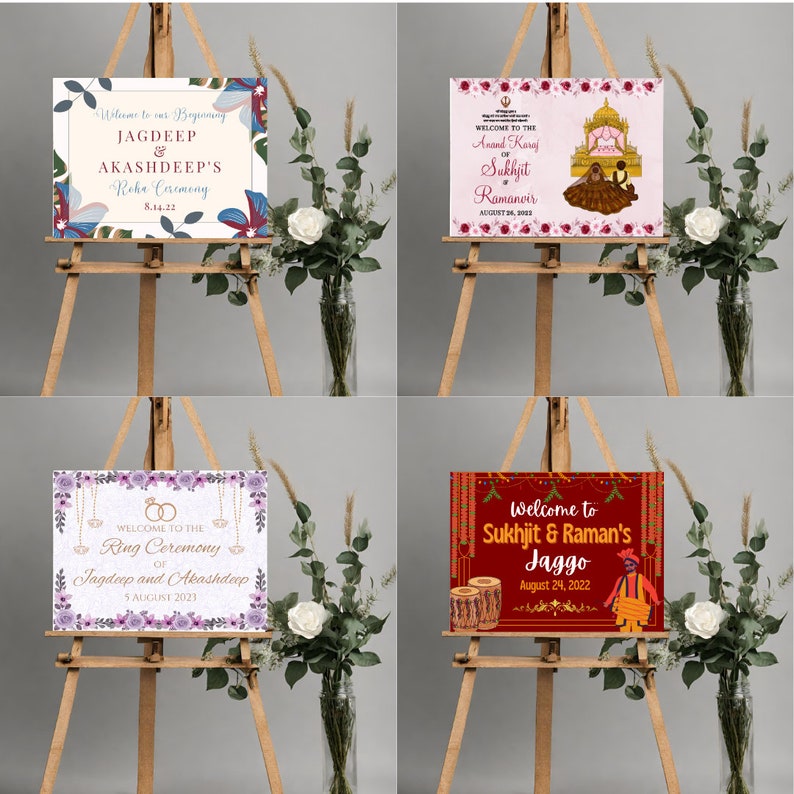 Sikh Wedding Welcome Sign: Floral Indian Wedding Decor (digital File ...