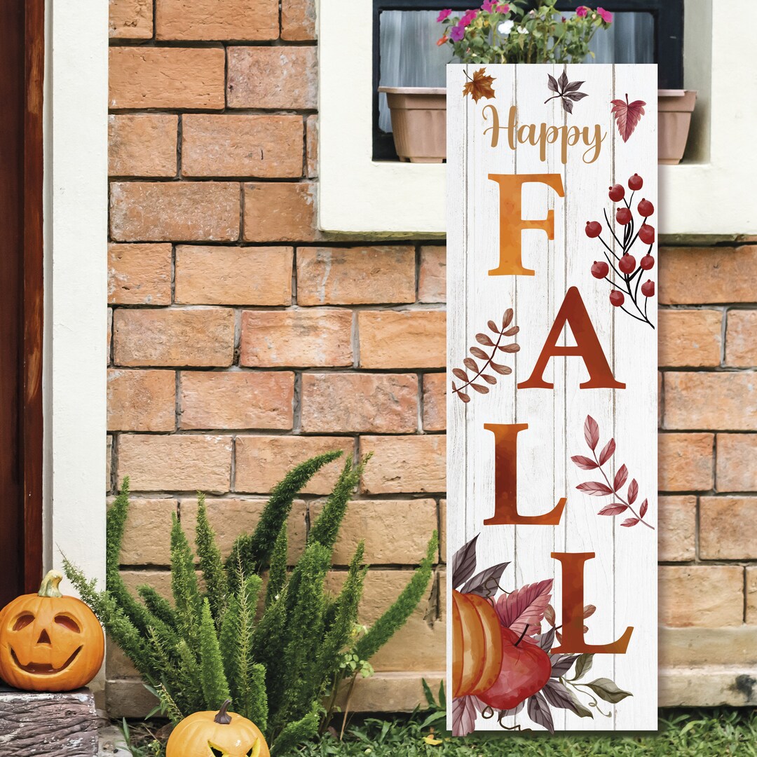 Happy Fall Porch Board: Colorful Autumn Decor (8" X 24") - Etsy
