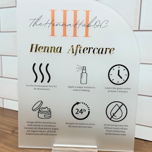 Henna Aftercare Instructions Sign, Tattoo Aftercare, Small Business ...