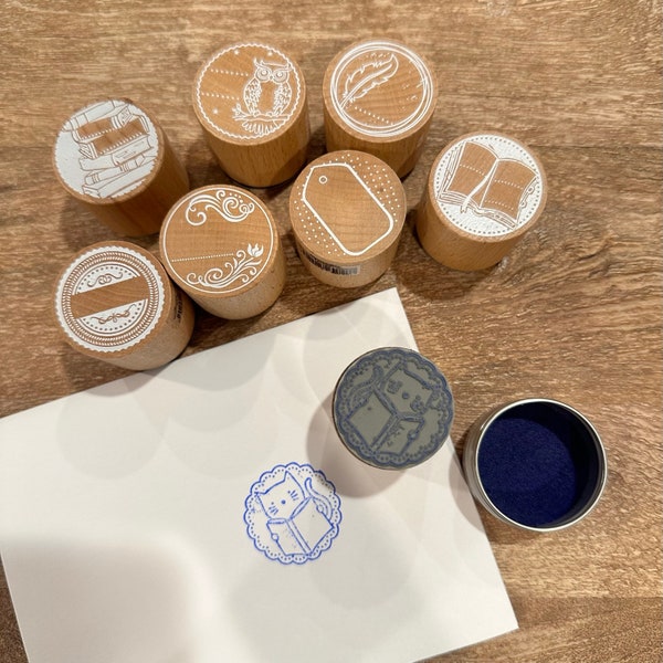 Cat Reading Stamp - Etsy