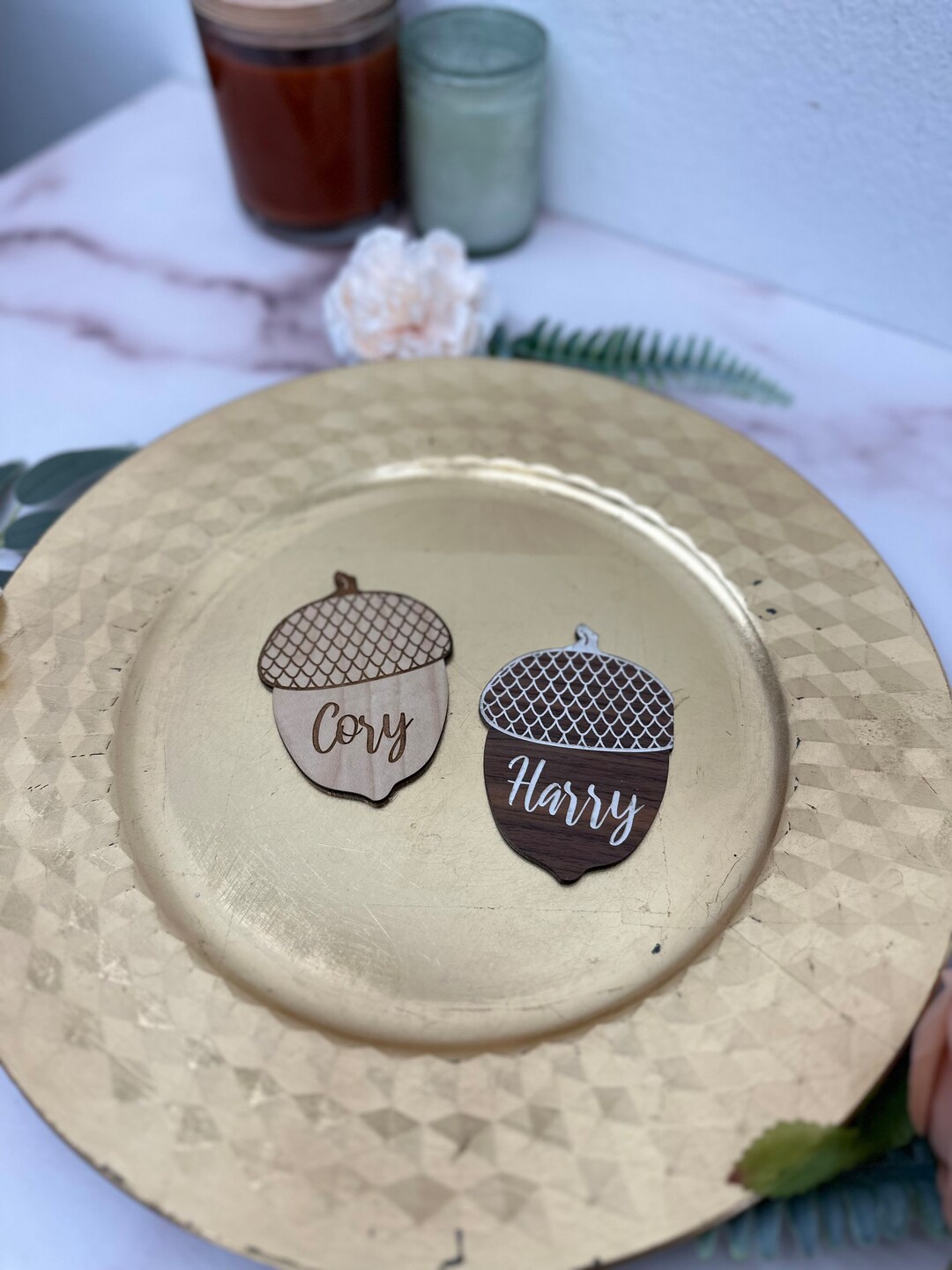 Thanksgiving Acorn Placeholders, Intimate Thanksgiving Dinner Party ...