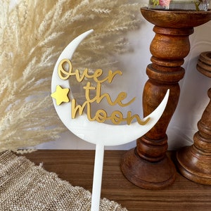 Baby Shower Cake Topper Over the Moon Cake Topper Custom Theme Cake ...