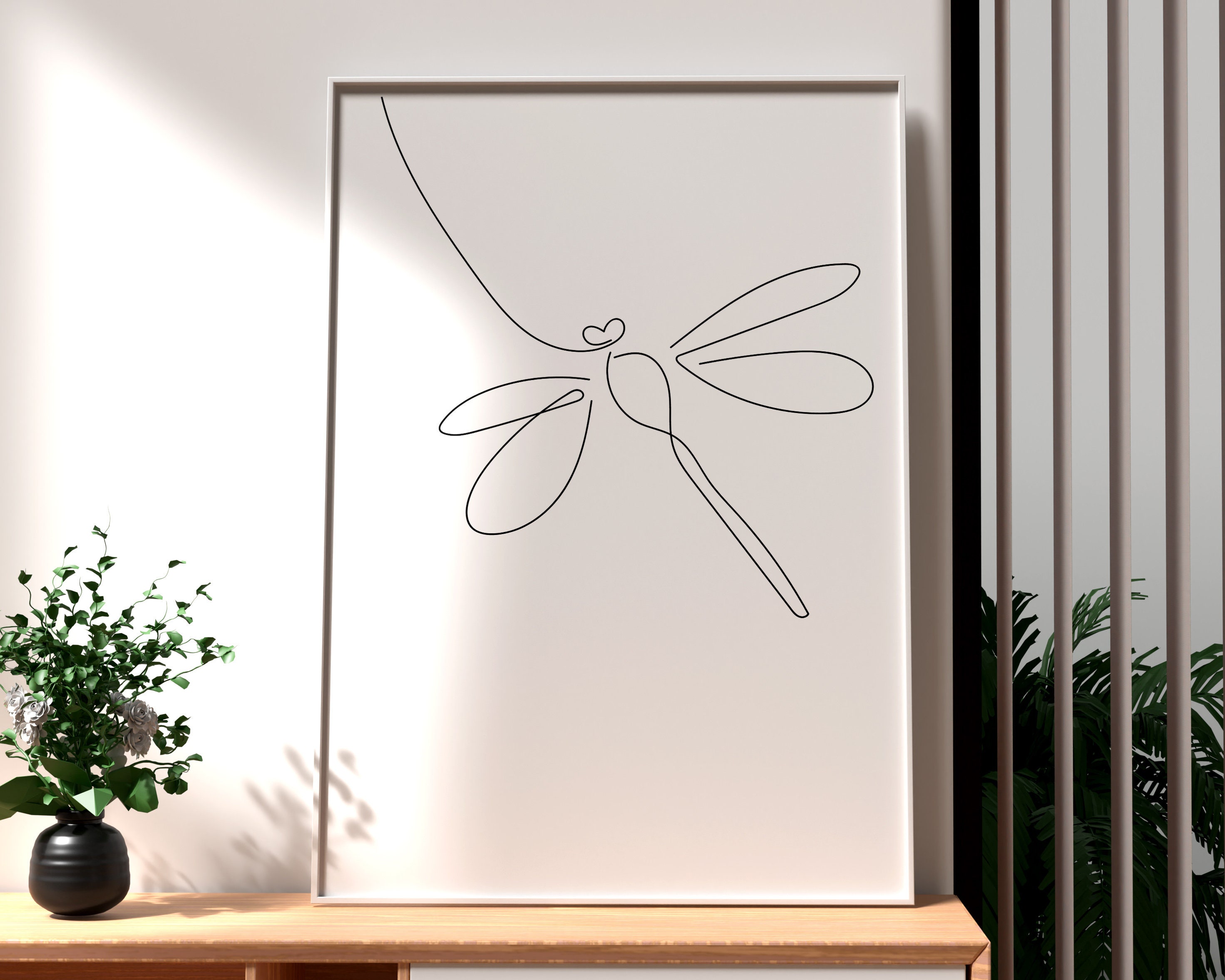 Whimsical Dragonfly Line Art 1, Dragonfly Wall Art, Dragonflies ...
