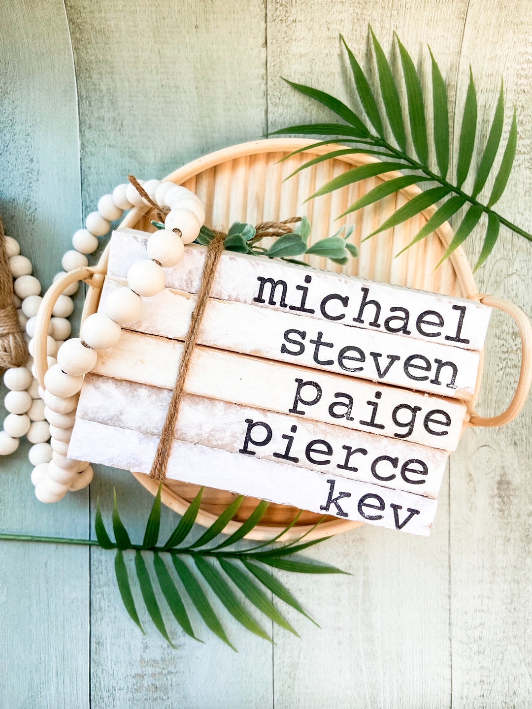Personalized Hand Stamped Book Stack: Farmhouse Decor - Etsy