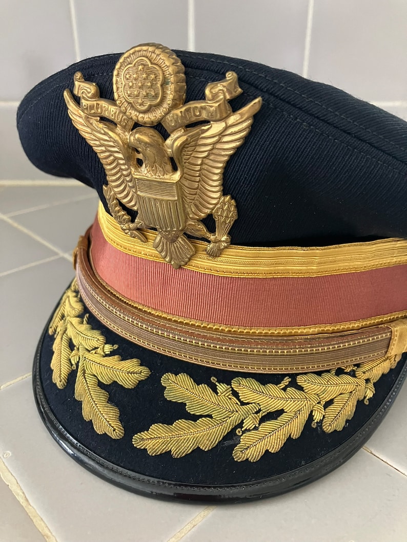 Vintage US Army Ordnance Officer Dress Blues Cap Royal Hong Kong Tailor ...