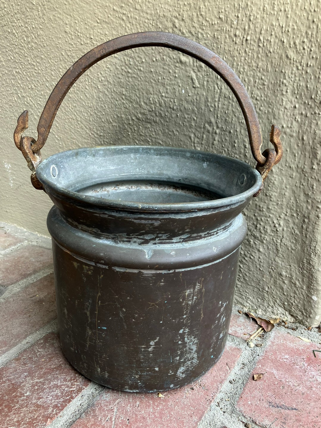 Antique Hand Hammered Forged Copper Bucket Caldron New England, Great ...