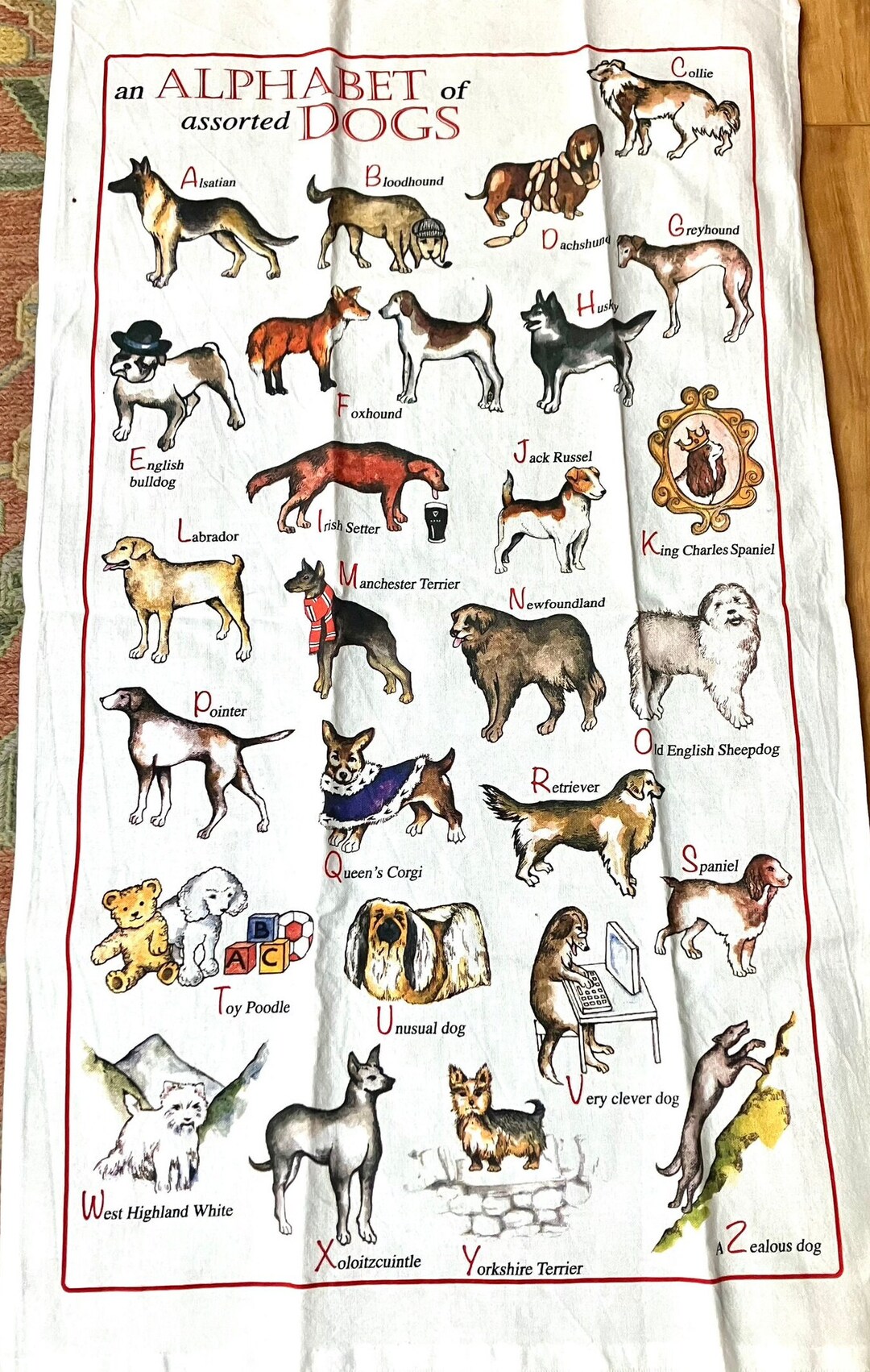 New THE ALPHABET of Dogs DOG Breeds Dishtea Kitchen Towel - Etsy