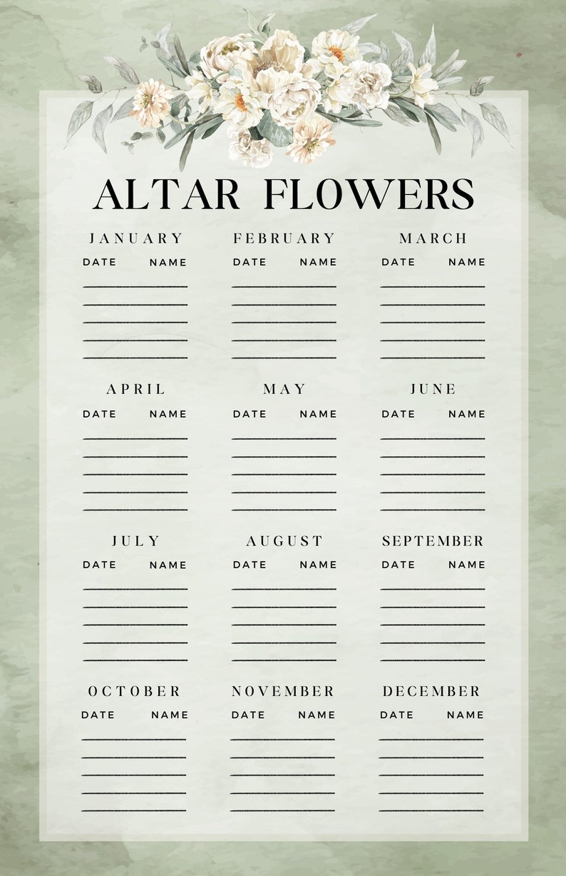 Altar Flower Calendar Bundle - Etsy