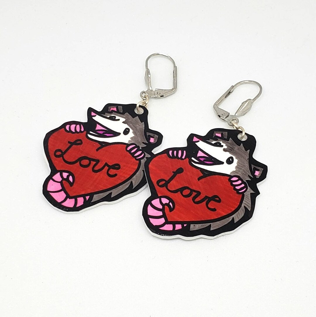 Possum Heart Earrings - Etsy