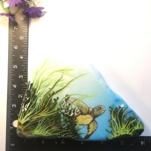 Hand Painted Sea Turtle Santorini Stone, One of a Kind Art, Vibrant ...