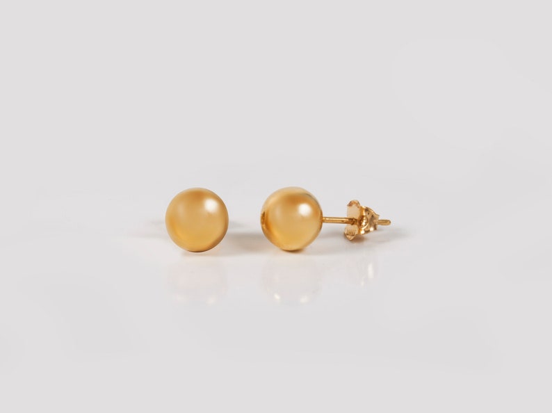 14K Gold Ball Stud Earrings High Polish Solid Gold Round Ball - Etsy