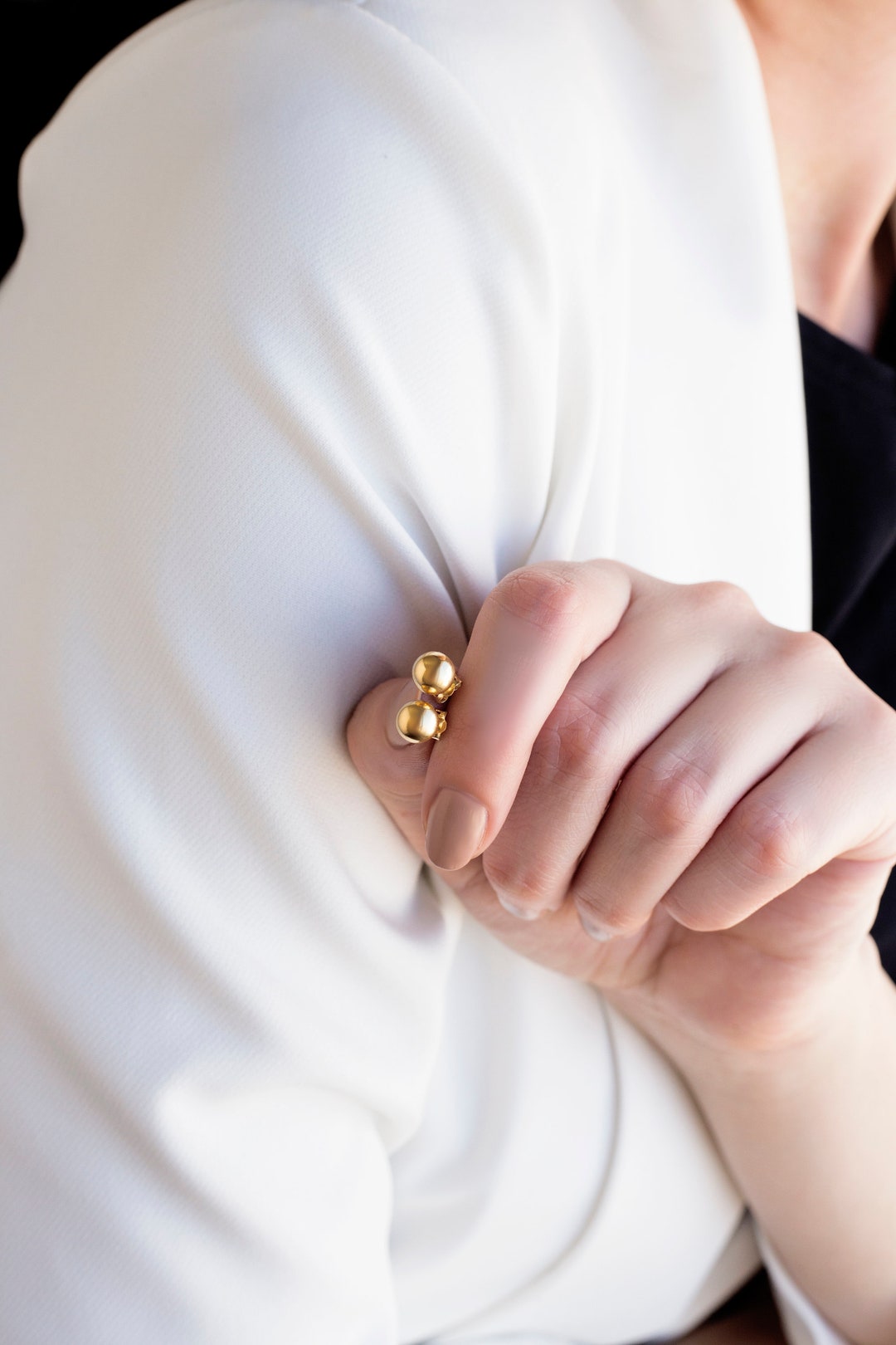 14K Gold Ball Stud Earrings High Polish Solid Gold Round Ball - Etsy