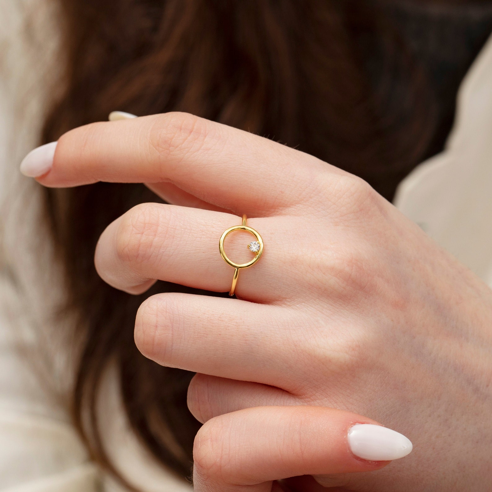 14K Diamond Circle Ring Gold Wedding Ring Love Ring Gold | Etsy