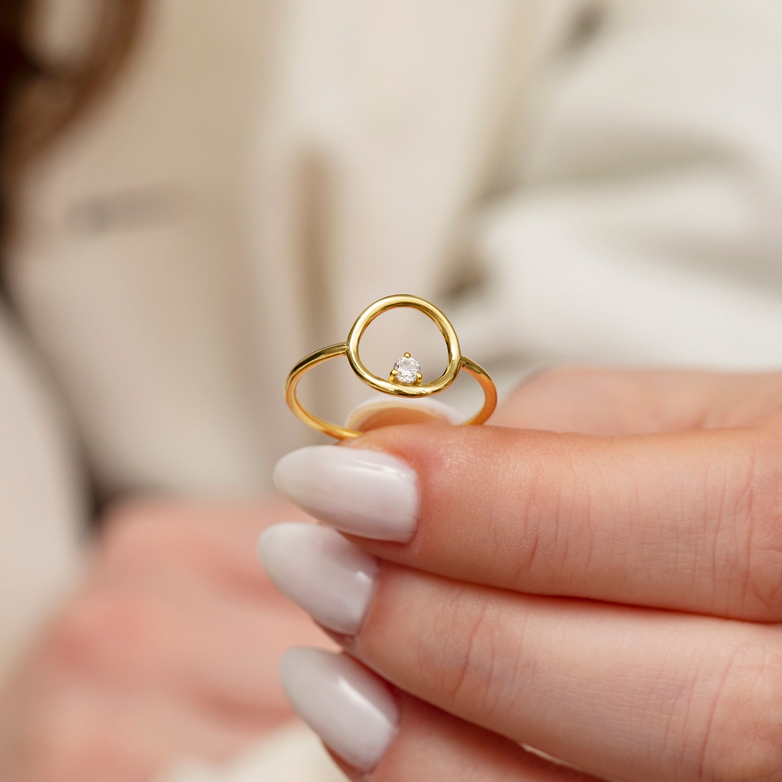 14K Diamond Circle Ring Gold Wedding Ring Love Ring Gold | Etsy