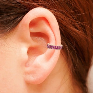 Ruby Ear Cuff Set OR Single Ruby Ear Cuff, Sterling Silver Ear Cuff, Gold Ear Cuff, Non Pierced ...
