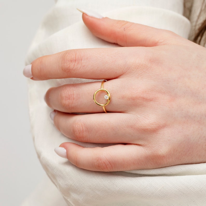 14K Diamond Circle Ring Gold Wedding Ring Love Ring Gold | Etsy