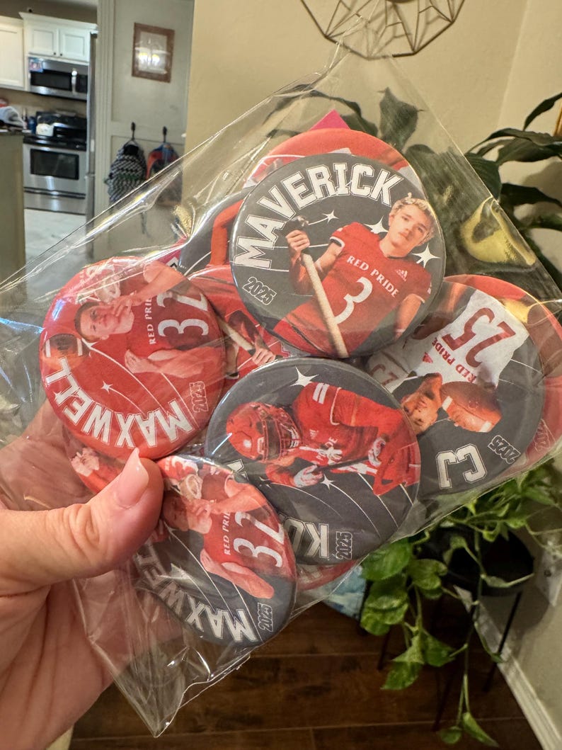 Custom Football Photo Buttons – Personalized Senior Night Team Pins - Etsy