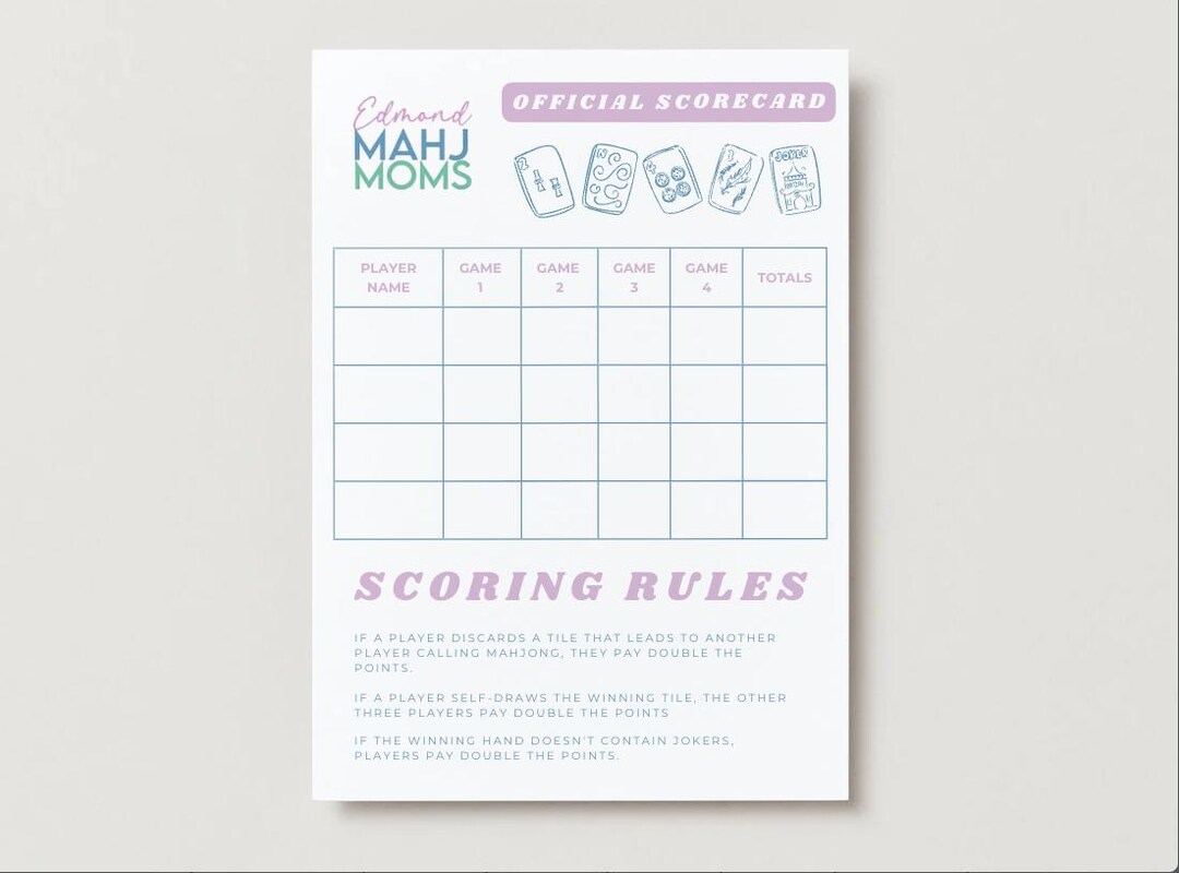 Custom Mahjong Scorecards Set of 4 – Waterproof & Reusable ...