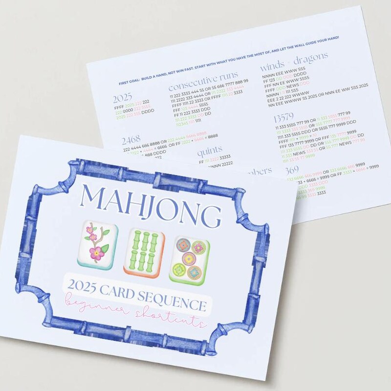 Printable 2025 Mahjong Card Pdf - Etsy
