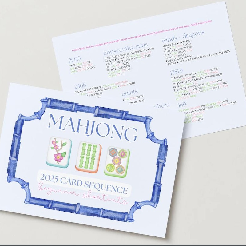 Printable 2025 Mahjong Cards - Etsy