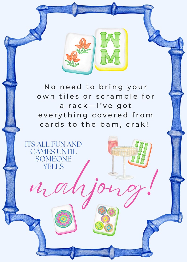 Custom Mahjong Birthday Party Invitation - Digital Download - Etsy