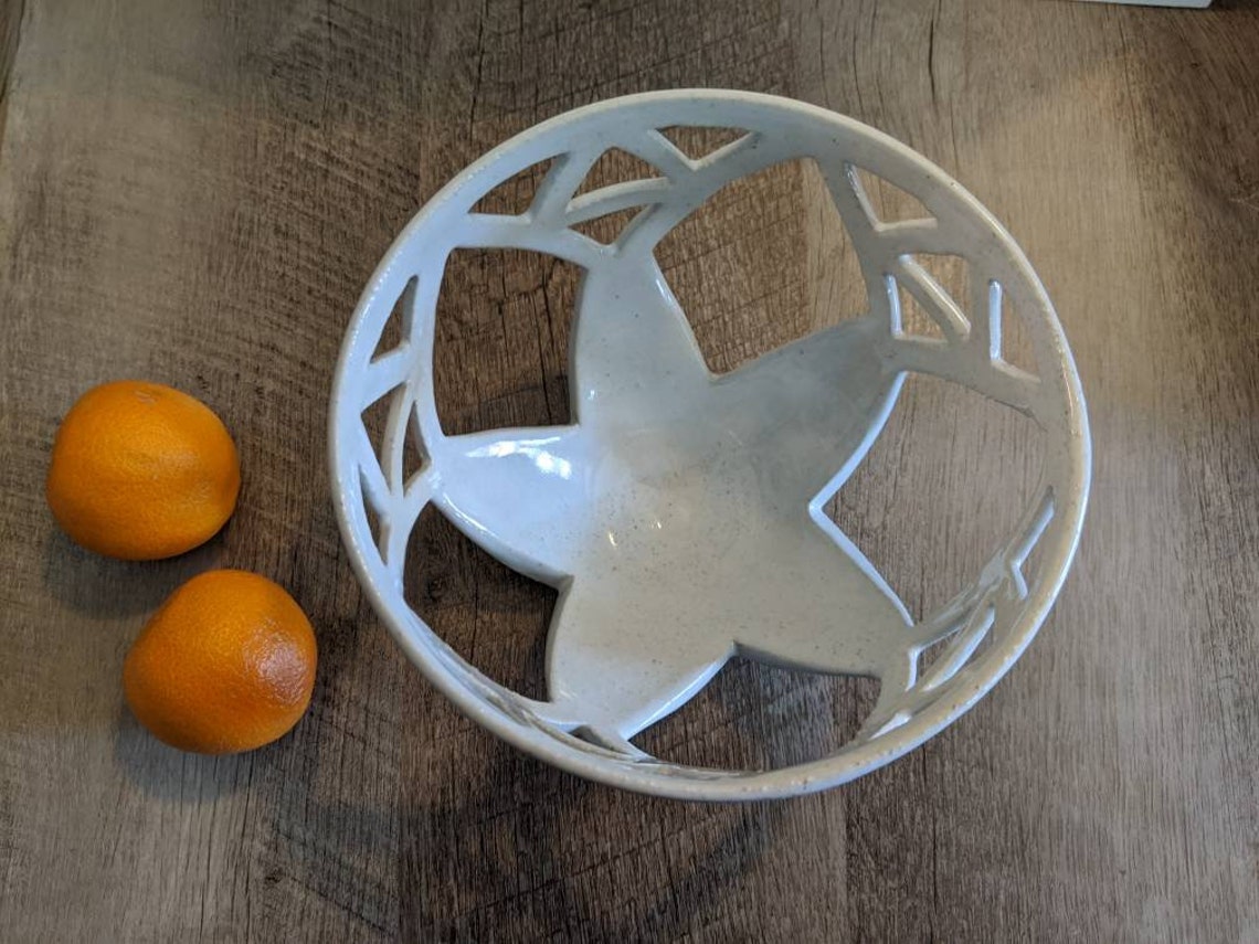 White Ceramic Fruit Bowl- Handmade Ceramic Home Decor, Handmade Pottery ...