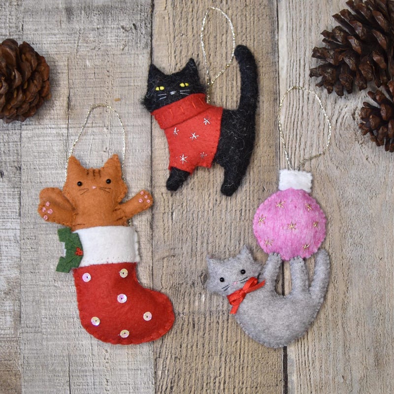 Mini Cat Ornament Felt - Etsy UK
