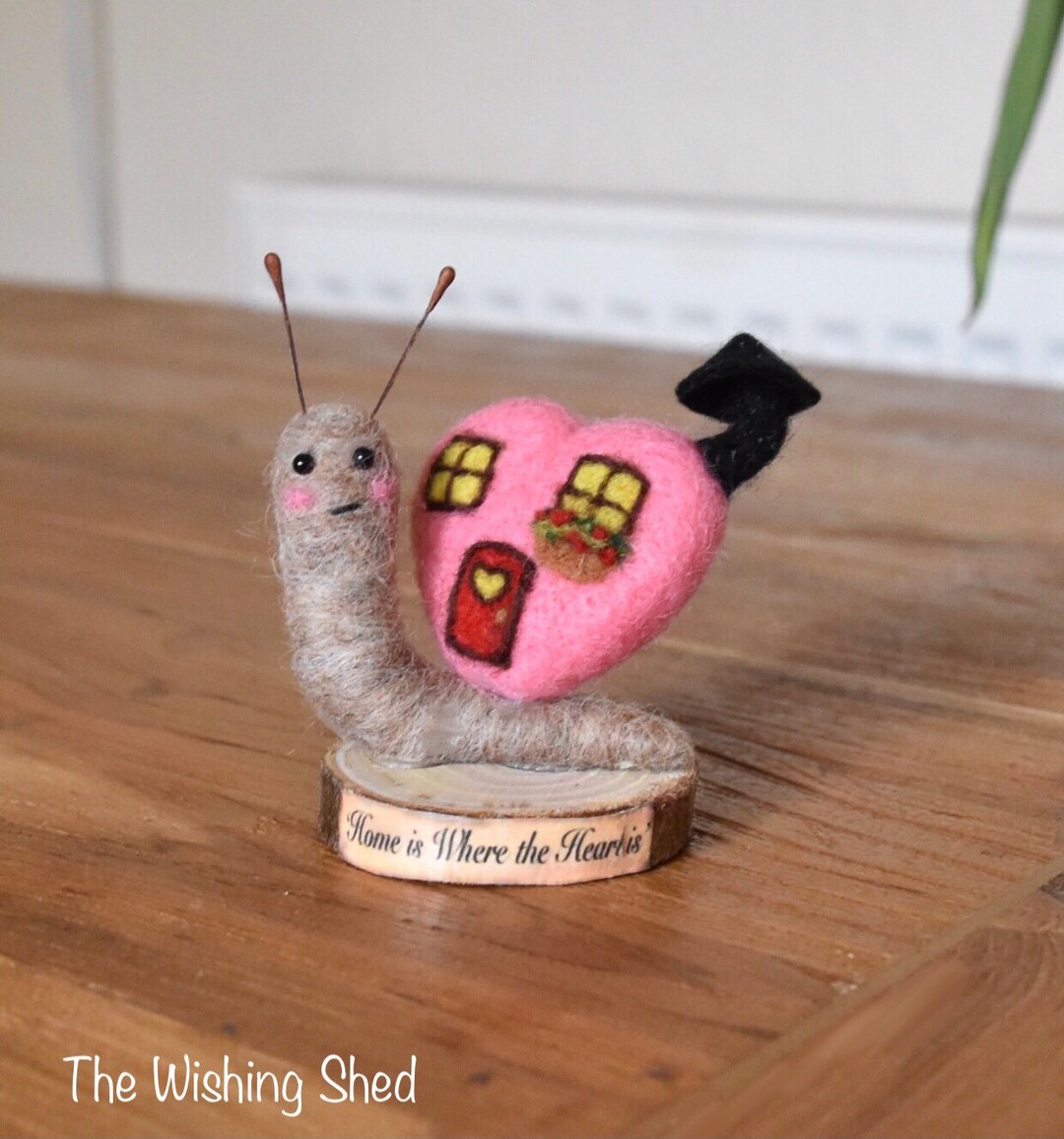 Needle Felted Pink Heart Shell Snail home is Where the Heart Is House ...