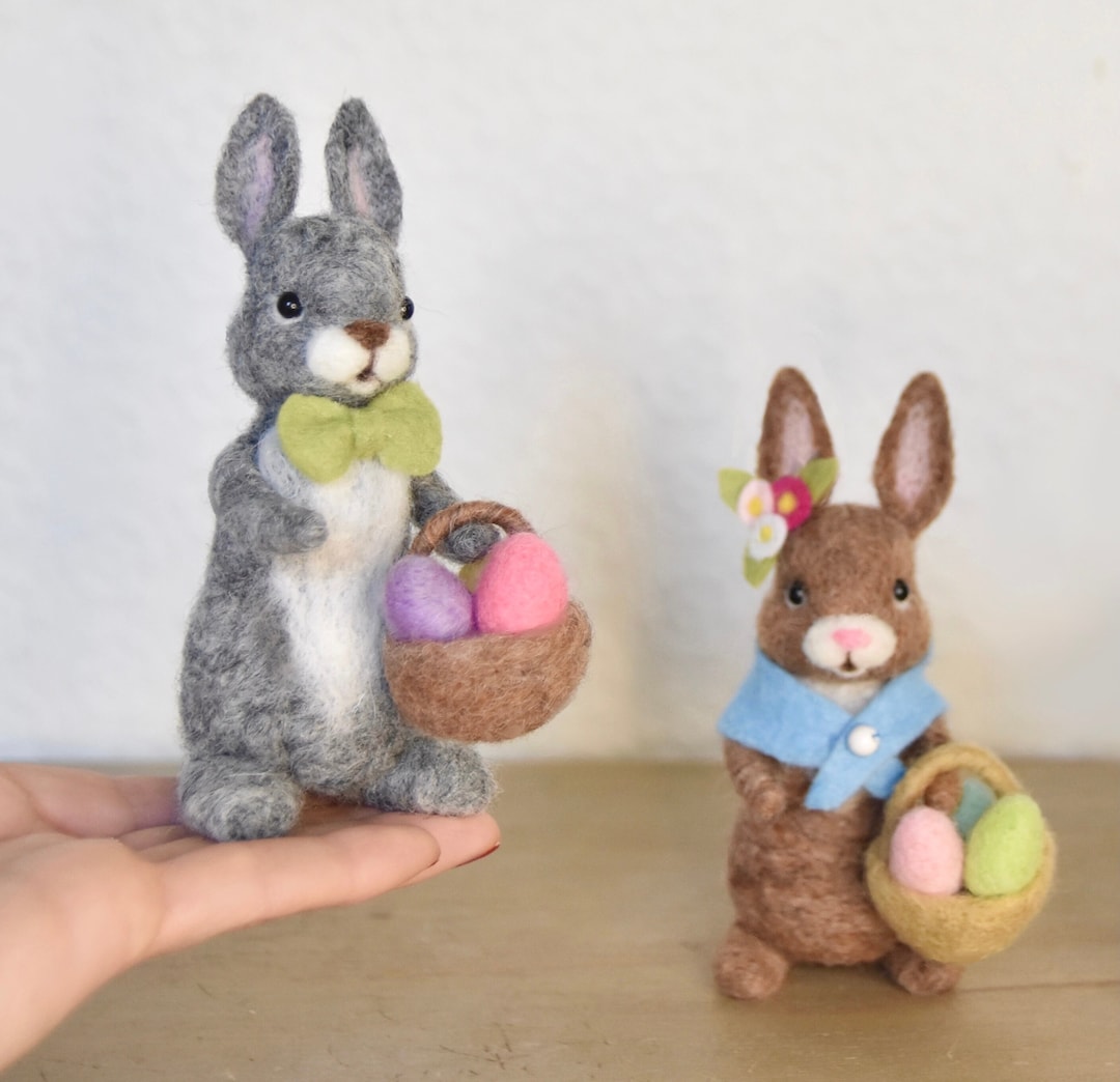 PDF FILES Needle Felt Pattern Little Standing Easter Bunny With Basket ...