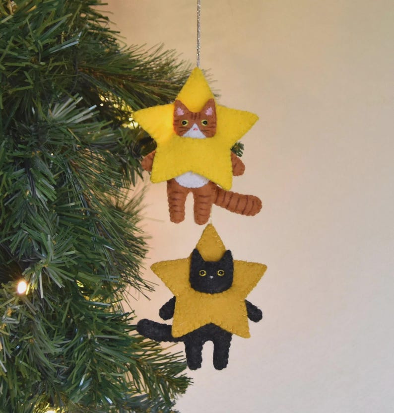 PDF FILES - Star Cat - Felt Ornament - Kitten Sewing Pattern - Instant ...