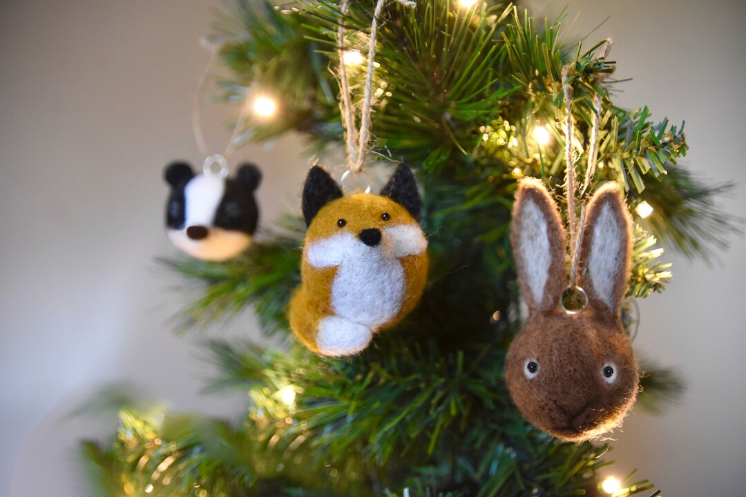 DIY PDF PATTERN - Needle Felt Animal Baubles - Fox - Badger - Hare ...