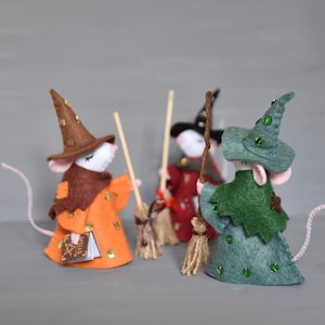 PDF FILES - Witchy Mice - Mouse Felt Sewing Pattern - Ornament - Bauble ...
