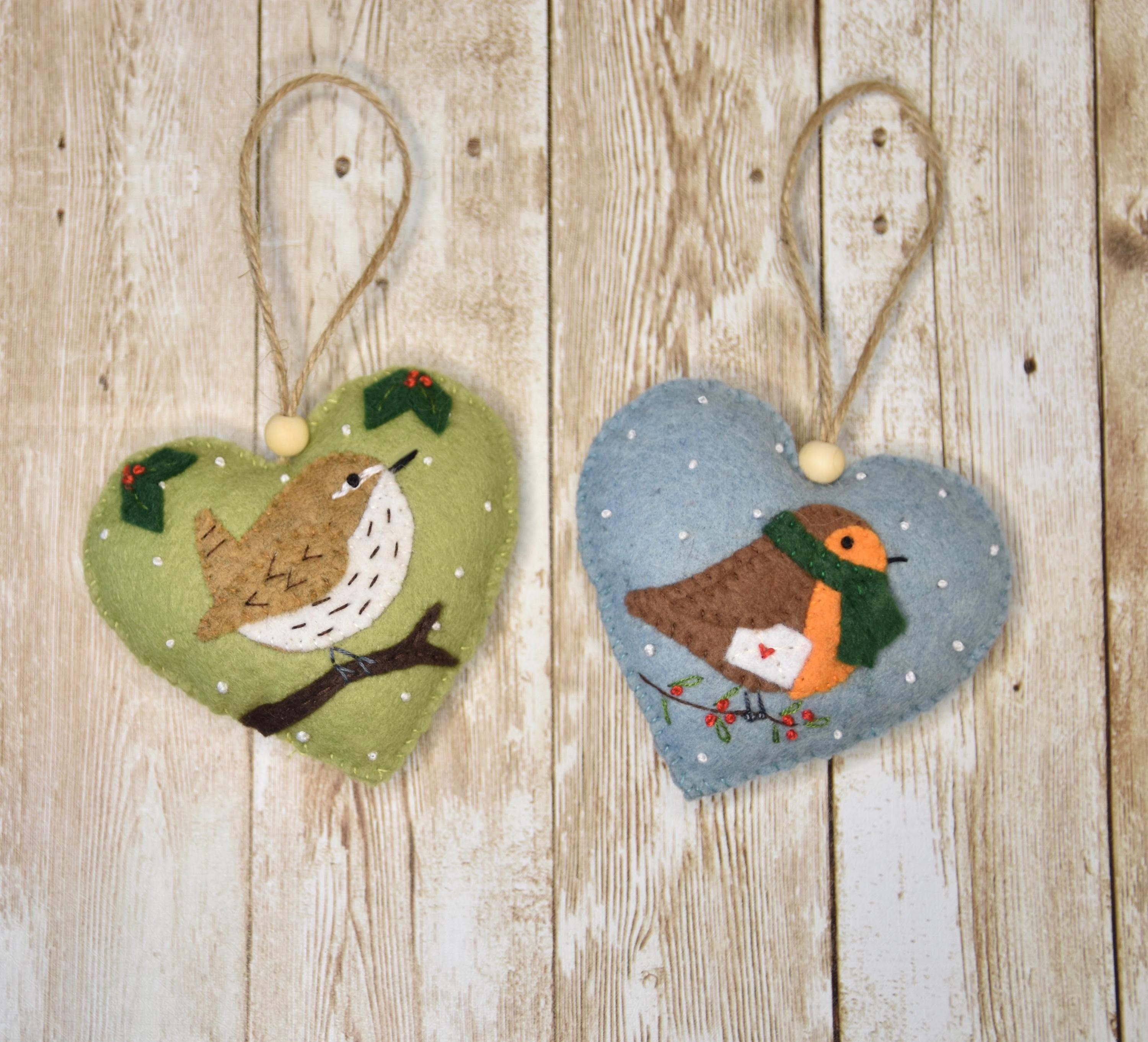 PDF FILES - Sewing Pattern Wren Heart Felt Bauble - Festive Bird ...