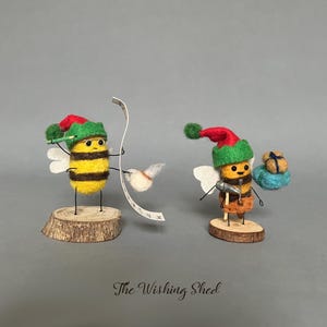Needle Felted Busy Bumble Bee - Christmas Elf With Tool Belt & Gifts ...