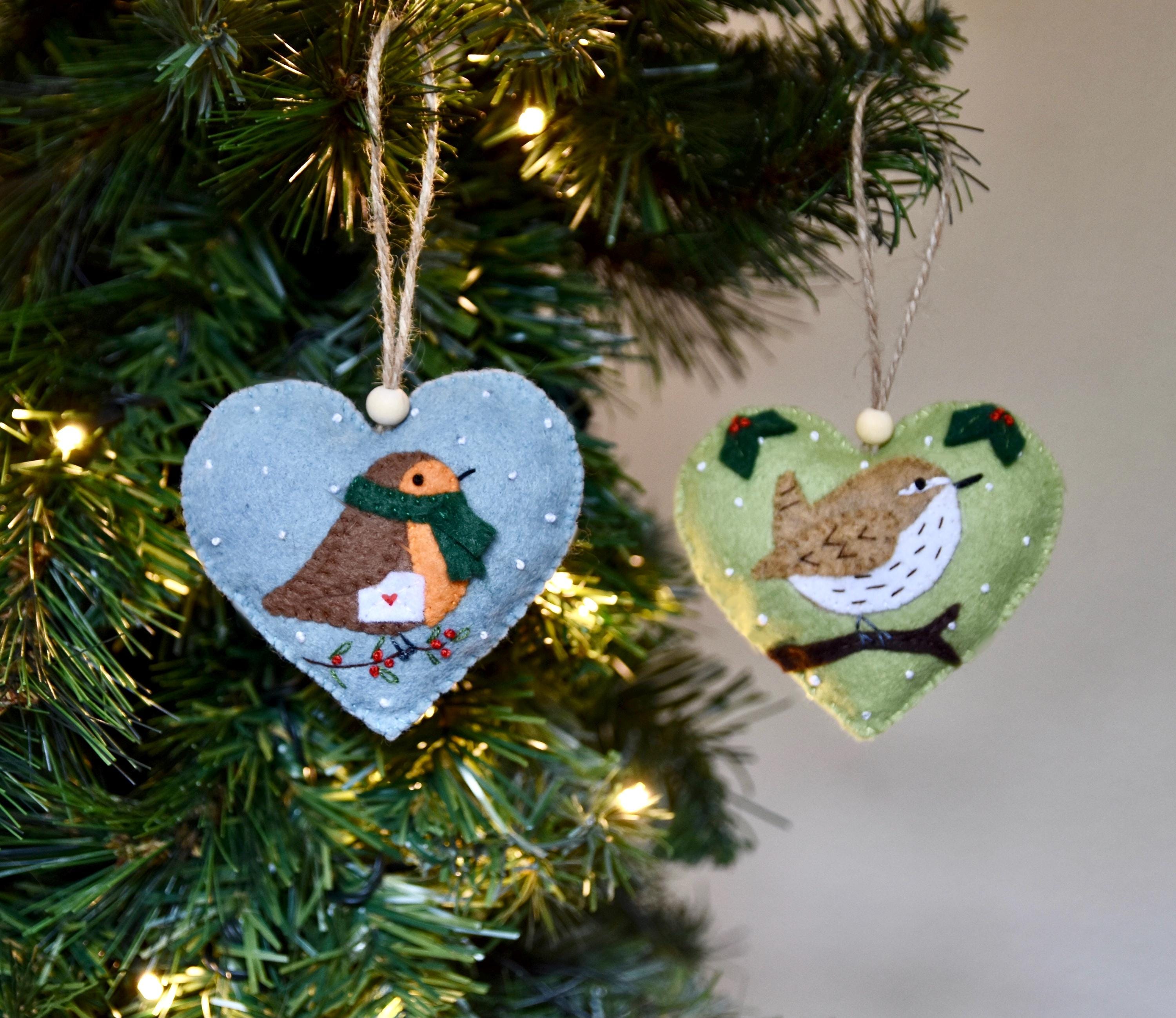 PDF FILES - Sewing Pattern Robin Redbreast Heart - Felt Bauble ...