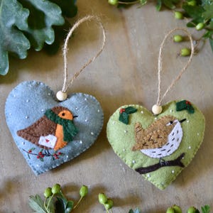 PDF FILES - Sewing Pattern Robin Redbreast Heart - Felt Bauble ...