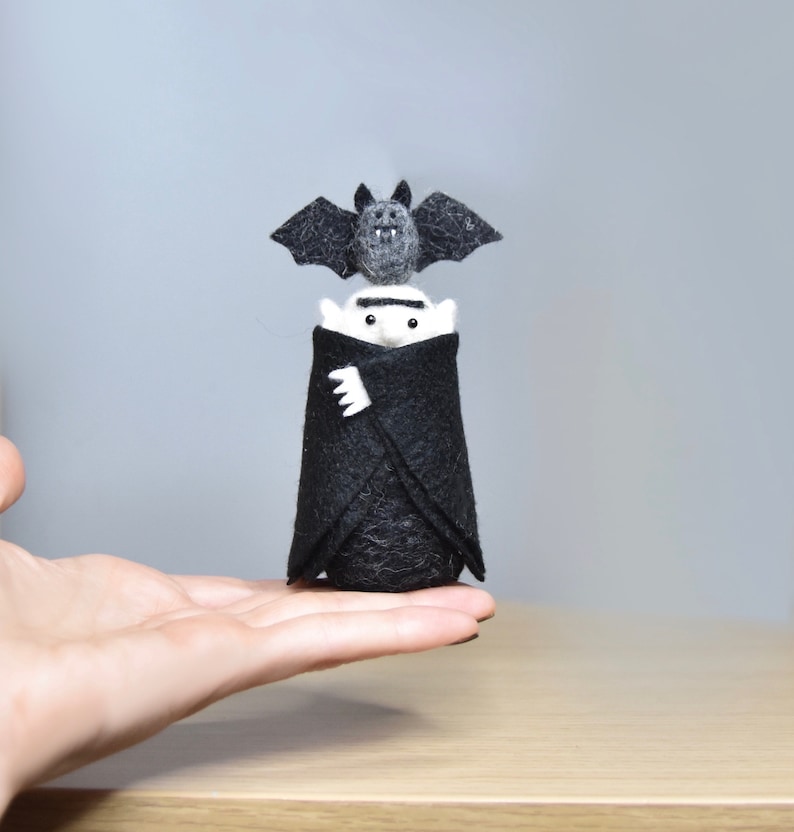 Miniature Dracula Doll & Pet Bat - Needle Felt - PDF Pattern ...