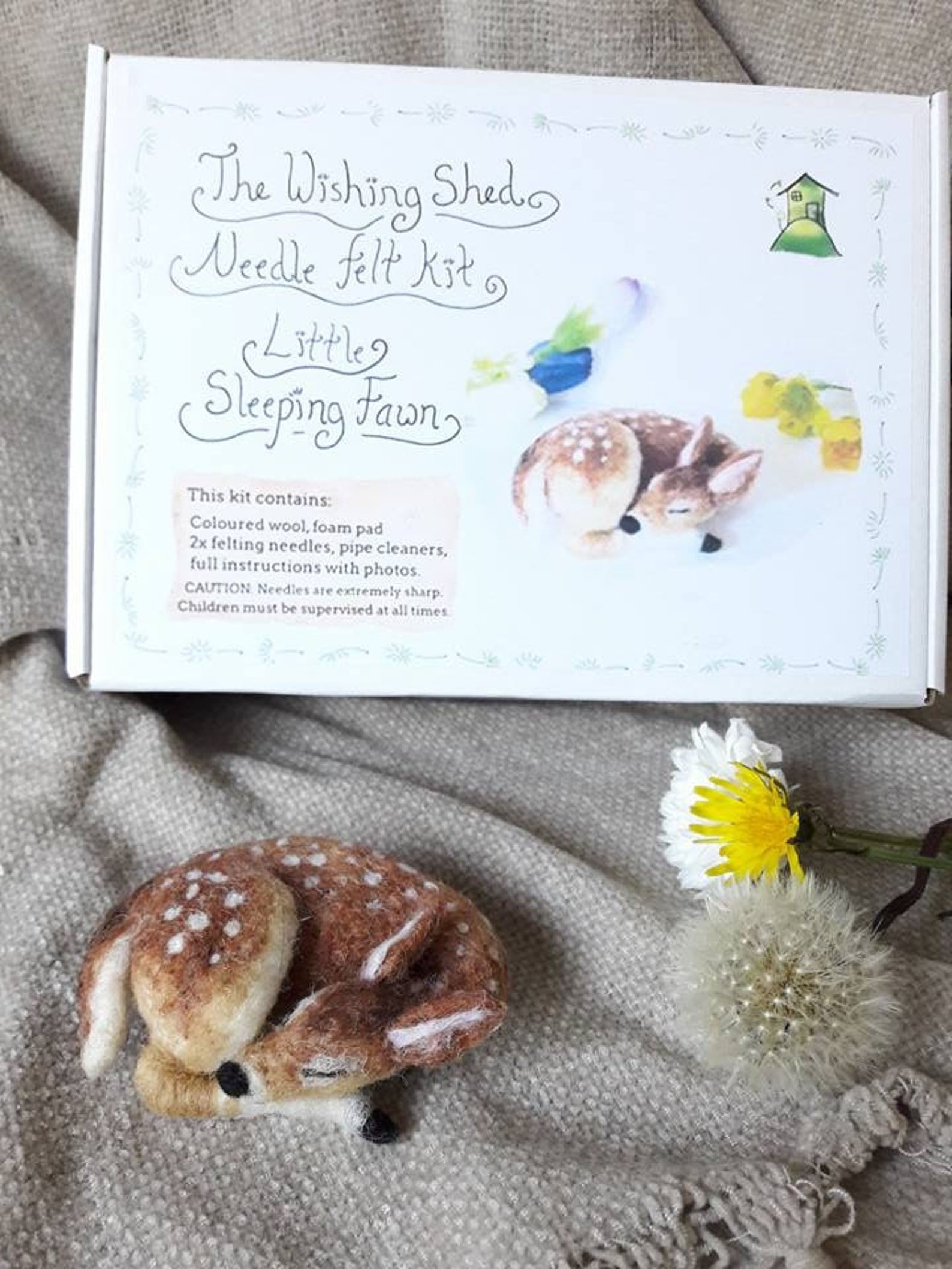 Needle Felt Little Sleeping Fawn Kit Beginner / Intermediate - Etsy UK