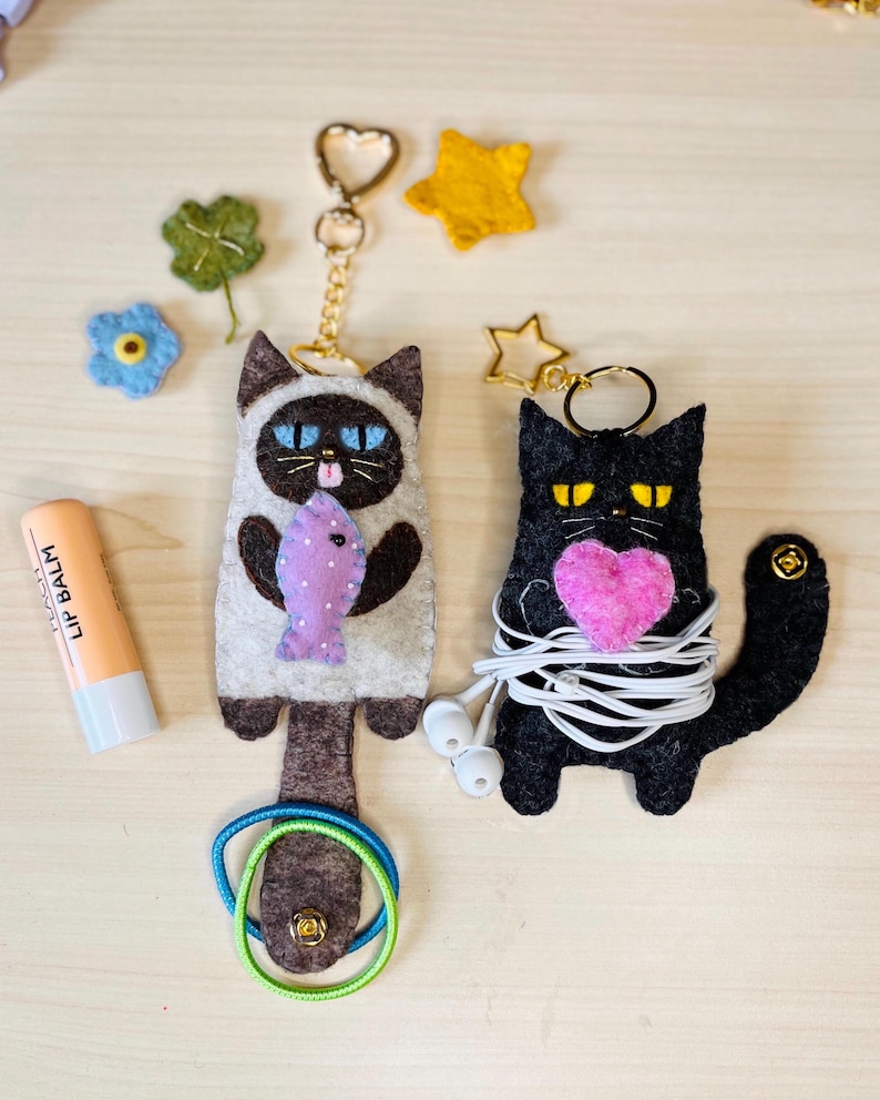 PDF FILES - Charm Clingers Kitty Keychain – Felt Cat Pouch Sewing ...
