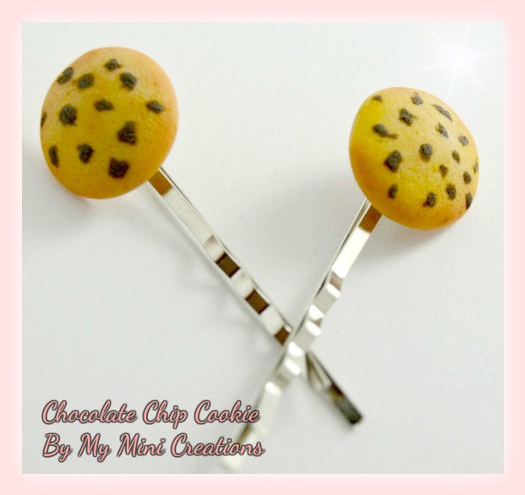 Chocolate Chip Cookie Hair Pins, Polymer Clay, Miniature Food ...
