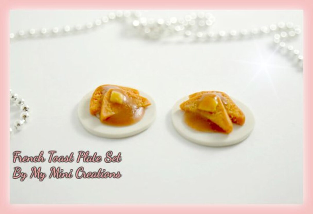 French Toast Plate, Set of 2 Plates, Polymer Clay, Miniature Food ...