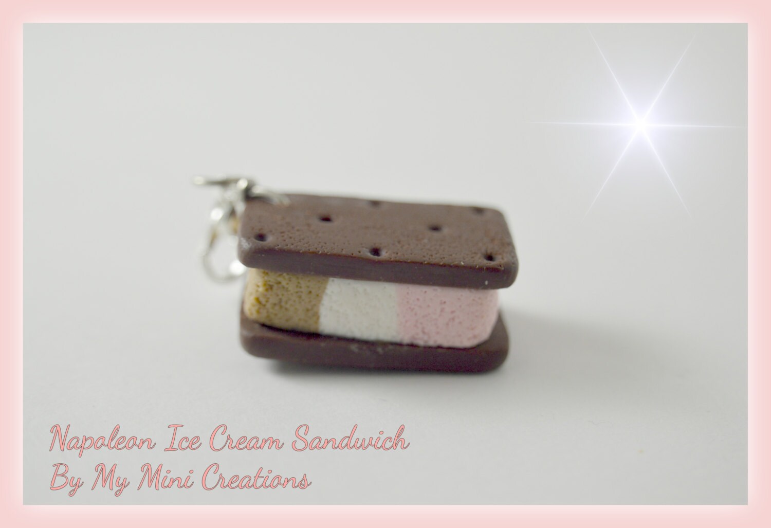 Napoleon Ice Cream Sandwich Charme, Miniatuur Eten, Food Sieraden ...